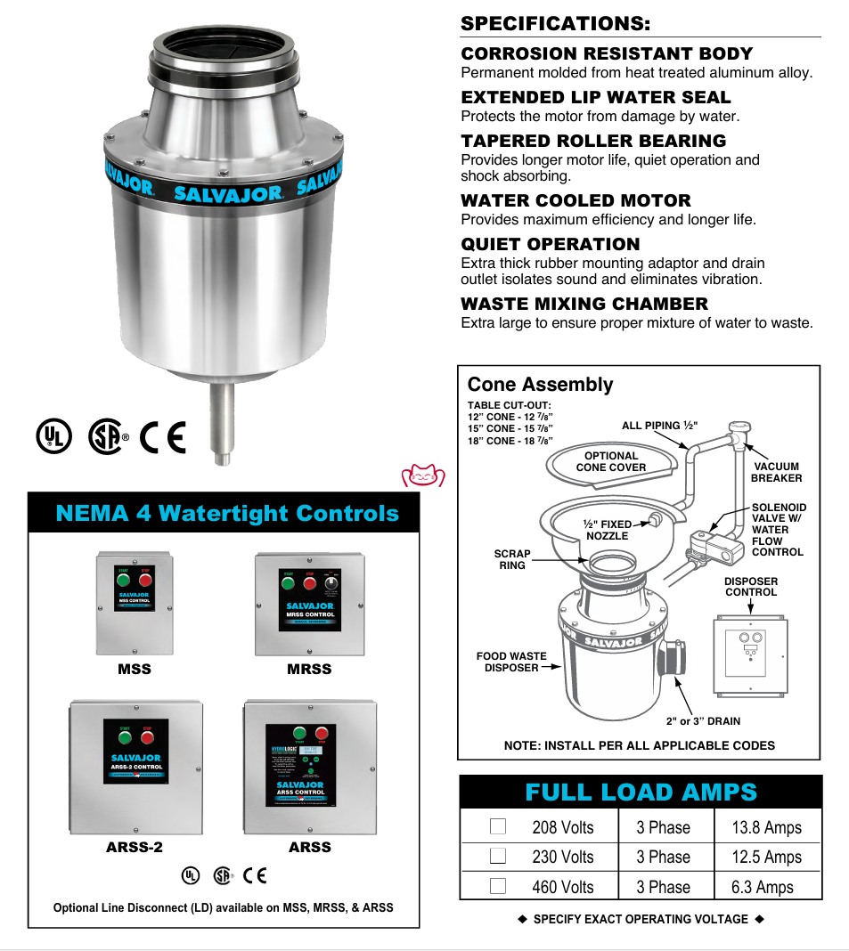 SALVAJOR 200# 商用垃圾处理器_餐厨粉碎处理机_清洁消毒电器设备_国际品牌商用厨房设备批发_进口酒店厨房设备_进口商用厨具 国际大 ...