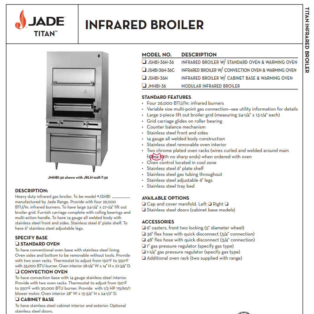 JADE JSHBI-36H-36 燃气红外线牛排烤炉联烤箱和保温箱_其他设备_国际品牌商用厨房设备批发_进口酒店厨房设备_进口商用厨具 国际 ...