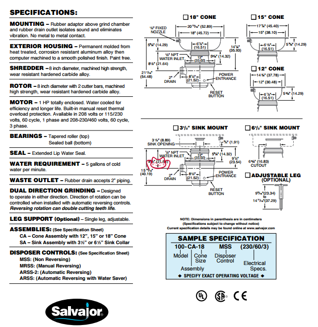 SALVAJOR 100#商用垃圾处理器_餐厨粉碎处理机_清洁消毒电器设备_国际品牌商用厨房设备批发_进口酒店厨房设备_进口商用厨具 国际大 ...
