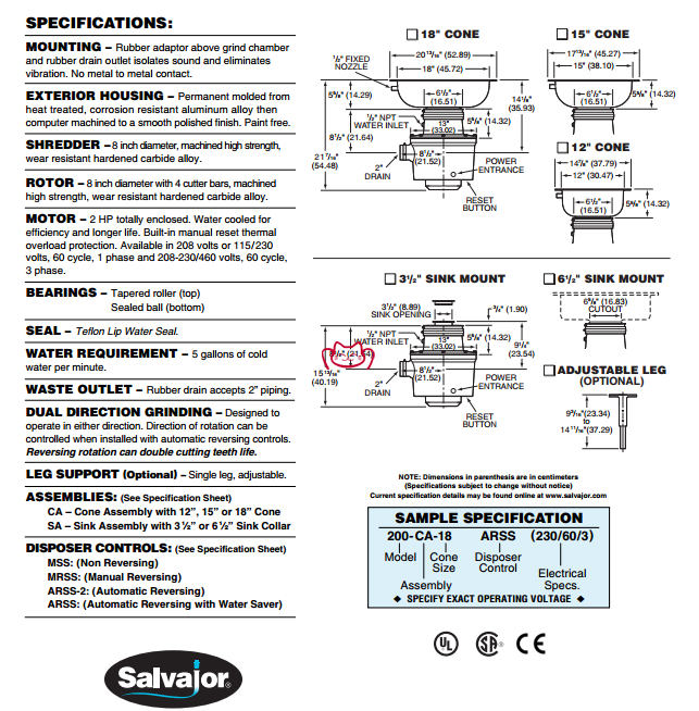SALVAJOR 200# 商用垃圾处理器_餐厨粉碎处理机_清洁消毒电器设备_国际品牌商用厨房设备批发_进口酒店厨房设备_进口商用厨具 国际大 ...