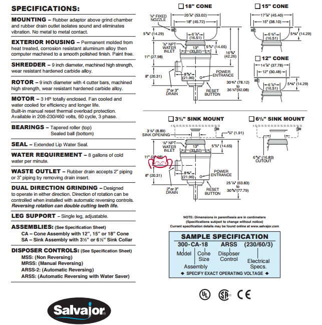 SALVAJOR 300#商用垃圾处理器_餐厨粉碎处理机_清洁消毒电器设备_国际品牌商用厨房设备批发_进口酒店厨房设备_进口商用厨具 国际大 ...