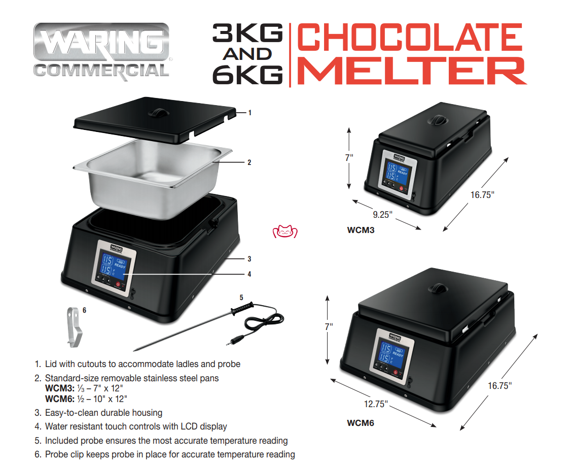 WARING WCM3 3KG 巧克力熔炉_巧克力融化机_巧克力电器设备_国际品牌商用厨房设备批发_进口酒店厨房设备_进口商用厨具 国际大品牌 ...