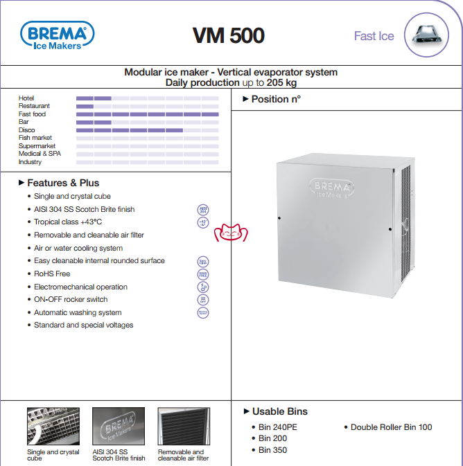 BREMA VM500 200KG分体式梯形制冰粒机_商用制冰机_冷藏冷冻电器设备_国际品牌商用厨房设备批发_进口酒店厨房设备_进口商用厨具 ...