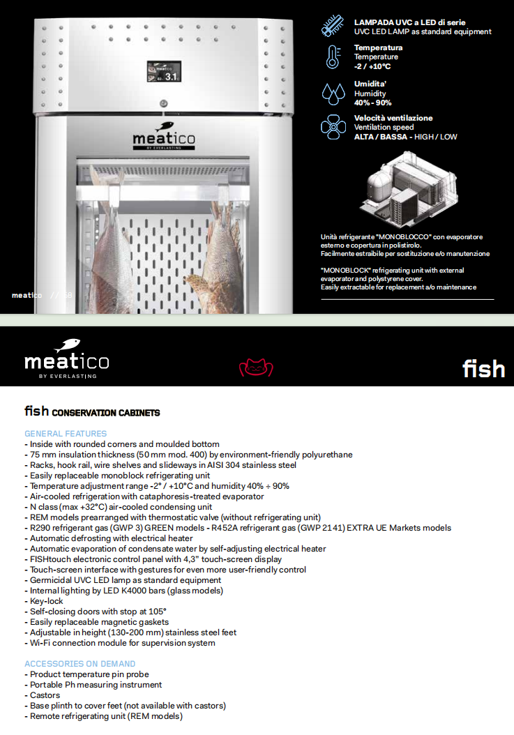 MEATICO FISH GREEN 400 BLACK GLASS 60公斤鱼类专用熟成柜（FISH400）_鱼类熟成柜_西厨电器炉具设备 ...